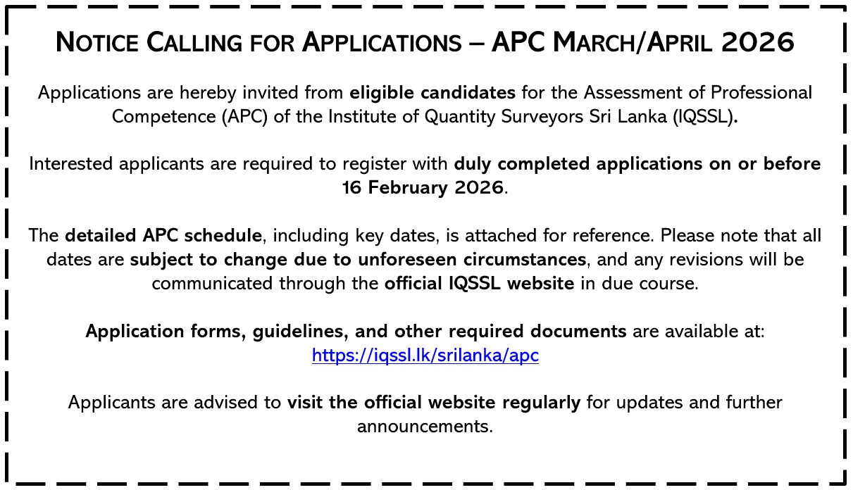 Notice Page of IQSSL - Institute of Quantity Surveyors Sri Lanka ...